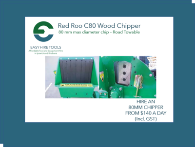 Hire 80Mm Wood Chipper - Red Roo C80 - Road Towable - Mulchers ...