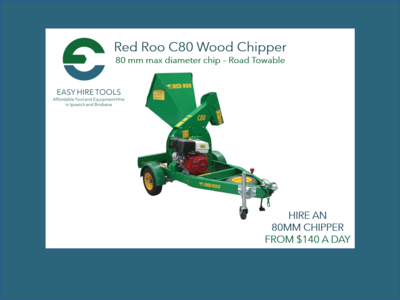 Hire 80Mm Wood Chipper - Red Roo C80 - Road Towable - Mulchers ...