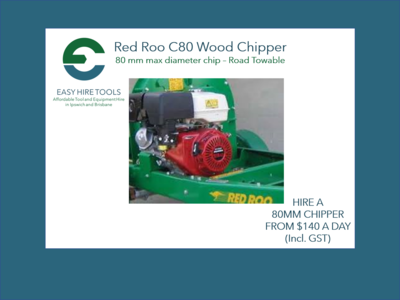 Hire 80Mm Wood Chipper - Red Roo C80 - Road Towable - Mulchers ...